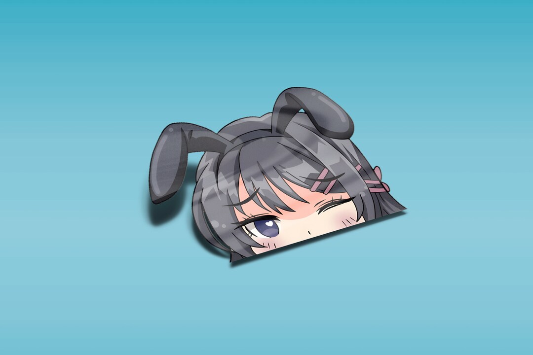Holographic Bunny Girl Senpai Character Peeker Sticker, UV Resistant ...