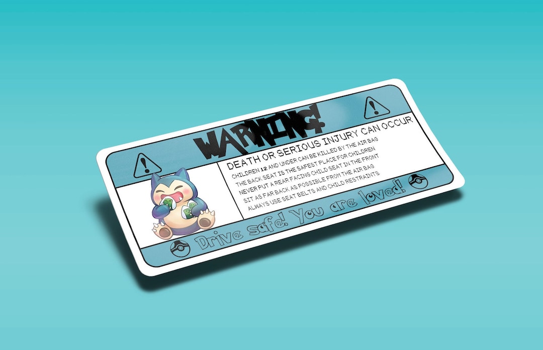 Pokemon Car Warning Sticker Kawaii, Airbag Label, Dashboard Car ...