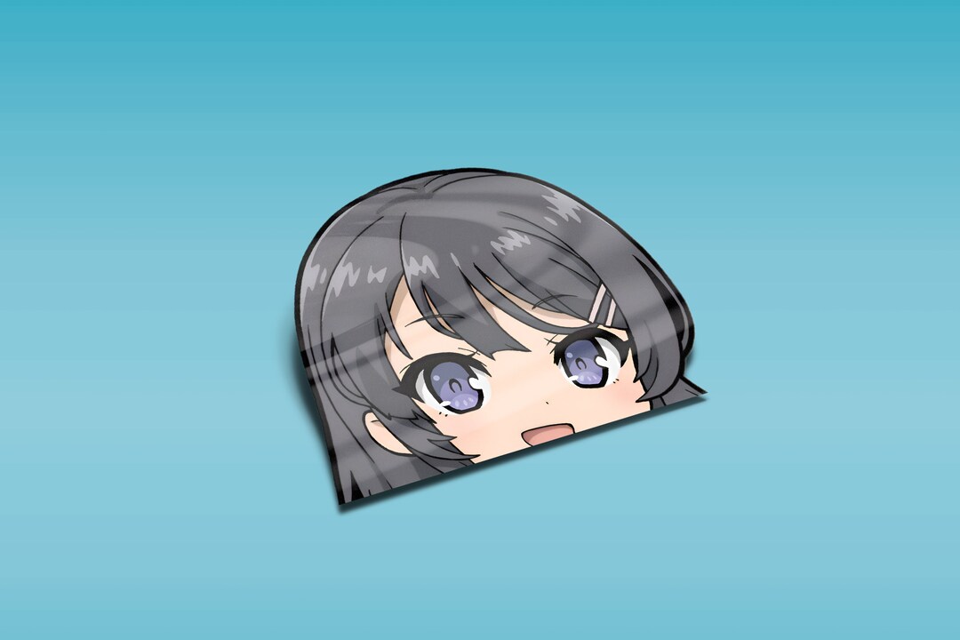 Holographic Bunny Girl Senpai Character Peeker Sticker, UV Resistant ...
