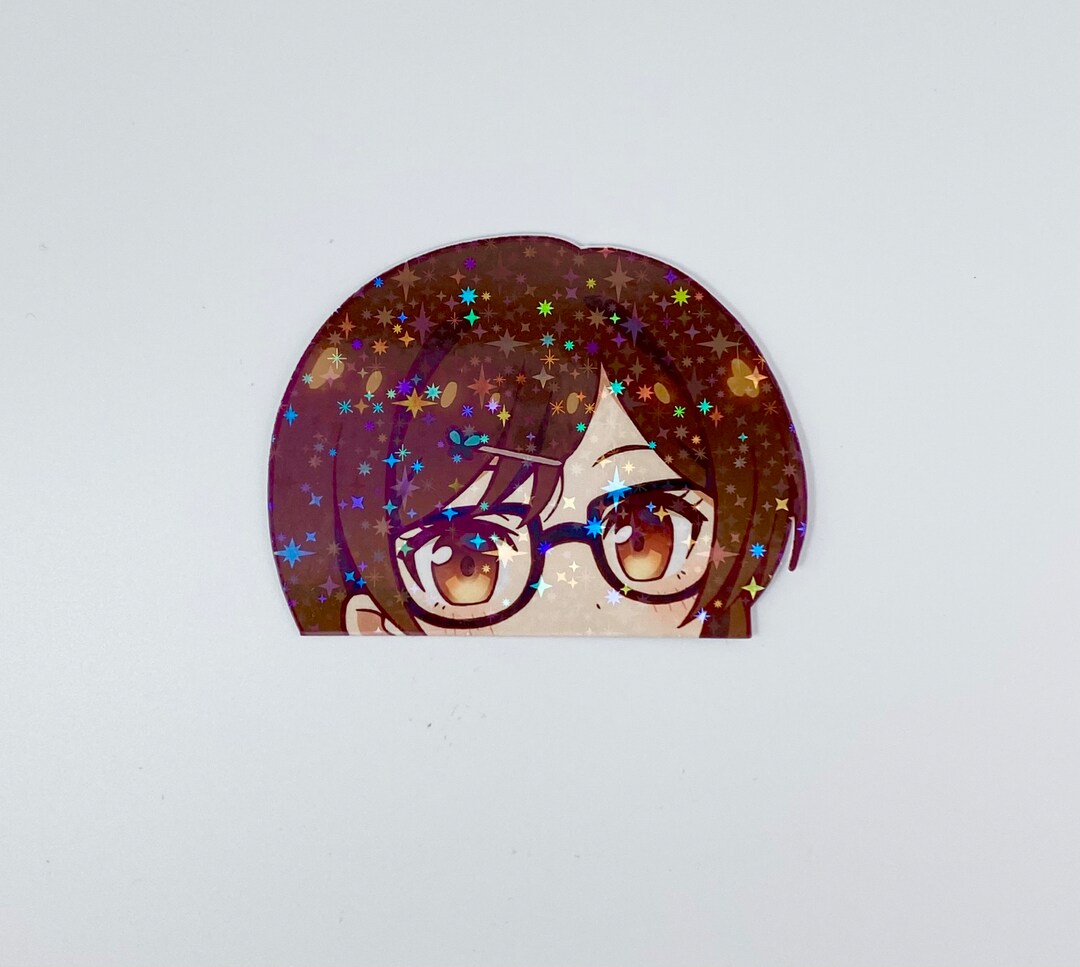 Holographic Cute Girlfriend Character Peeker Sticker, UV Resistant ...