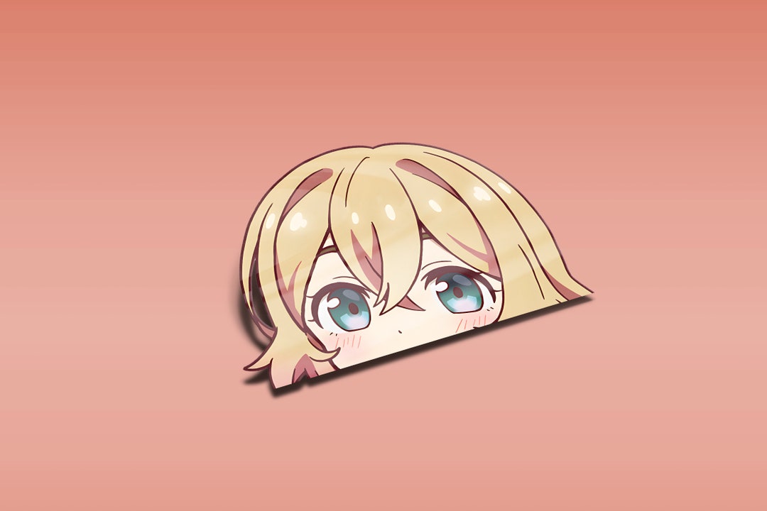 Holographic Cute Girlfriend Character Peeker Sticker, UV Resistant ...