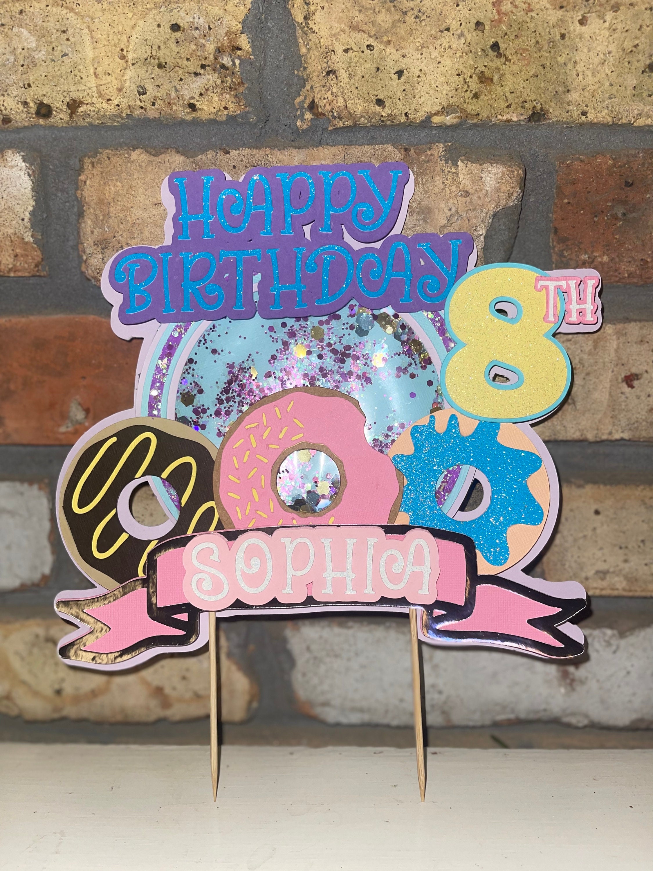 Donut Themed Shaker Cake Topper - Etsy