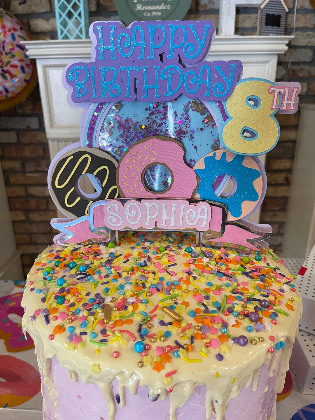 Donut Themed Shaker Cake Topper - Etsy