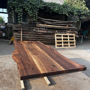 Solid Walnut Wood Table, Custom Handmade Walnut Table, Live Edge Table ...