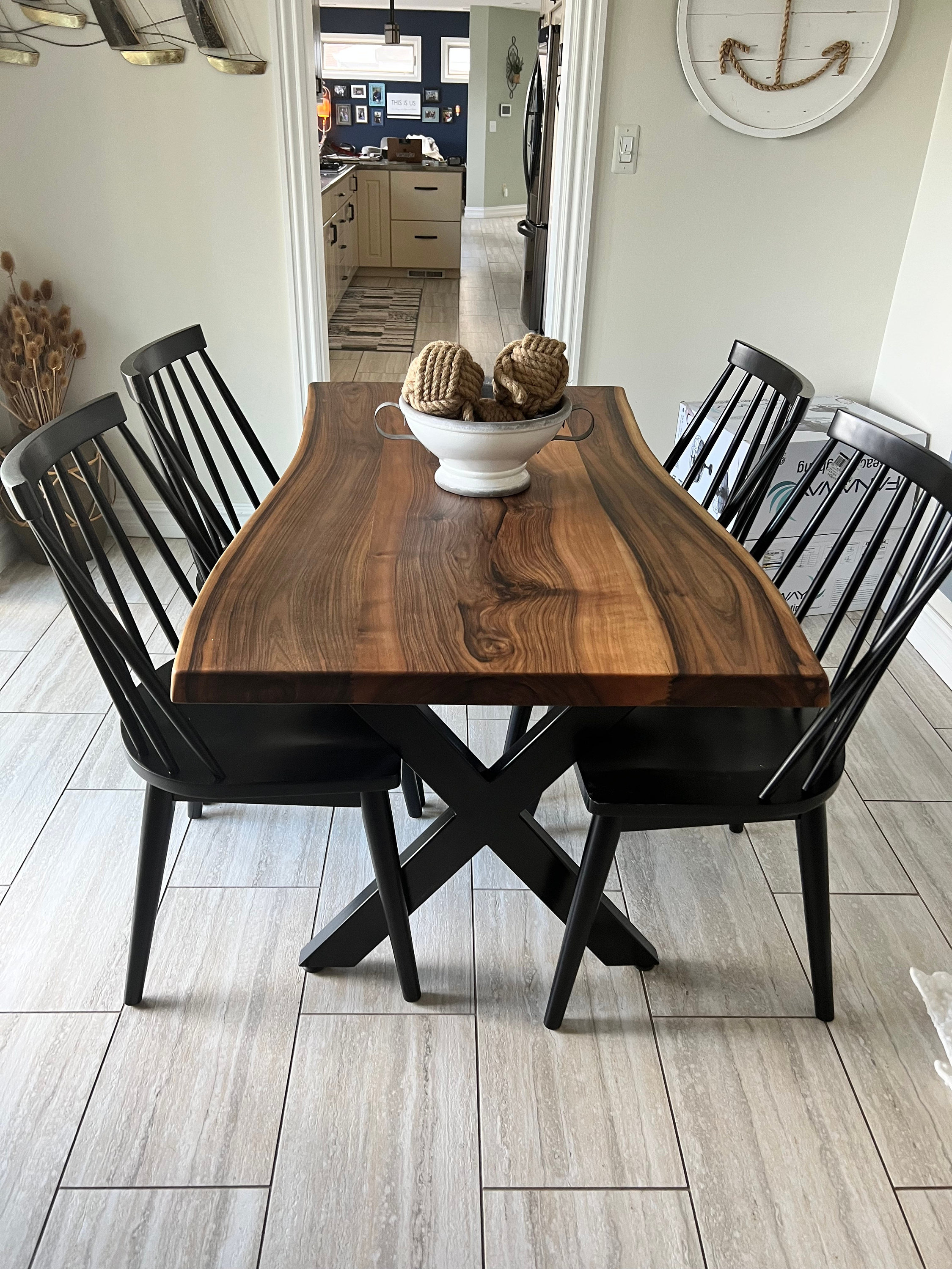 Handmade Custom Dark Walnut Dining Table, Live Edge Dining and Kitchen ...