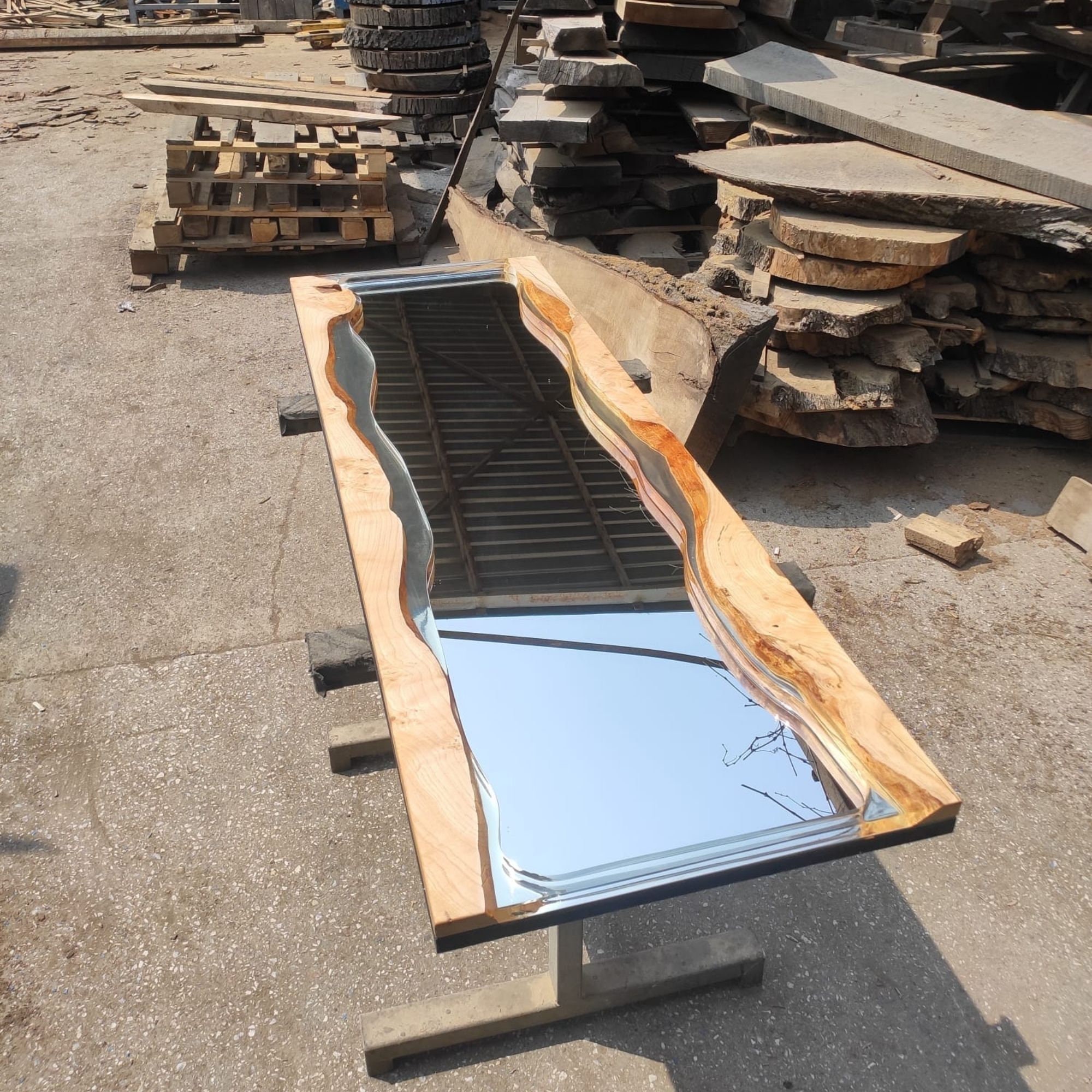 Epoxy Wood Wall Mirror Rectangle Mirror With Live Edge New - Etsy