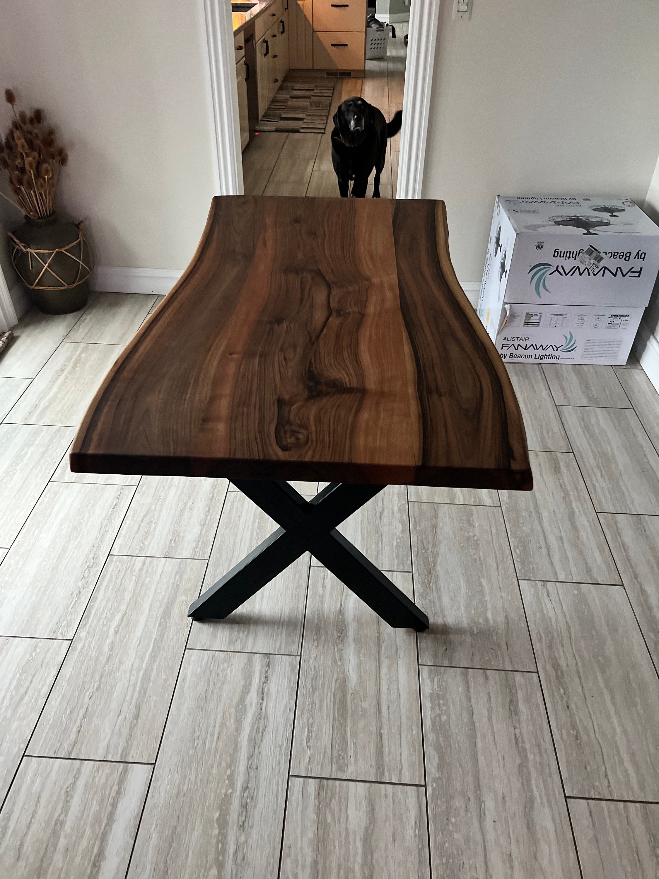 Handmade Custom Dark Walnut Dining Table, Live Edge Dining and Kitchen ...