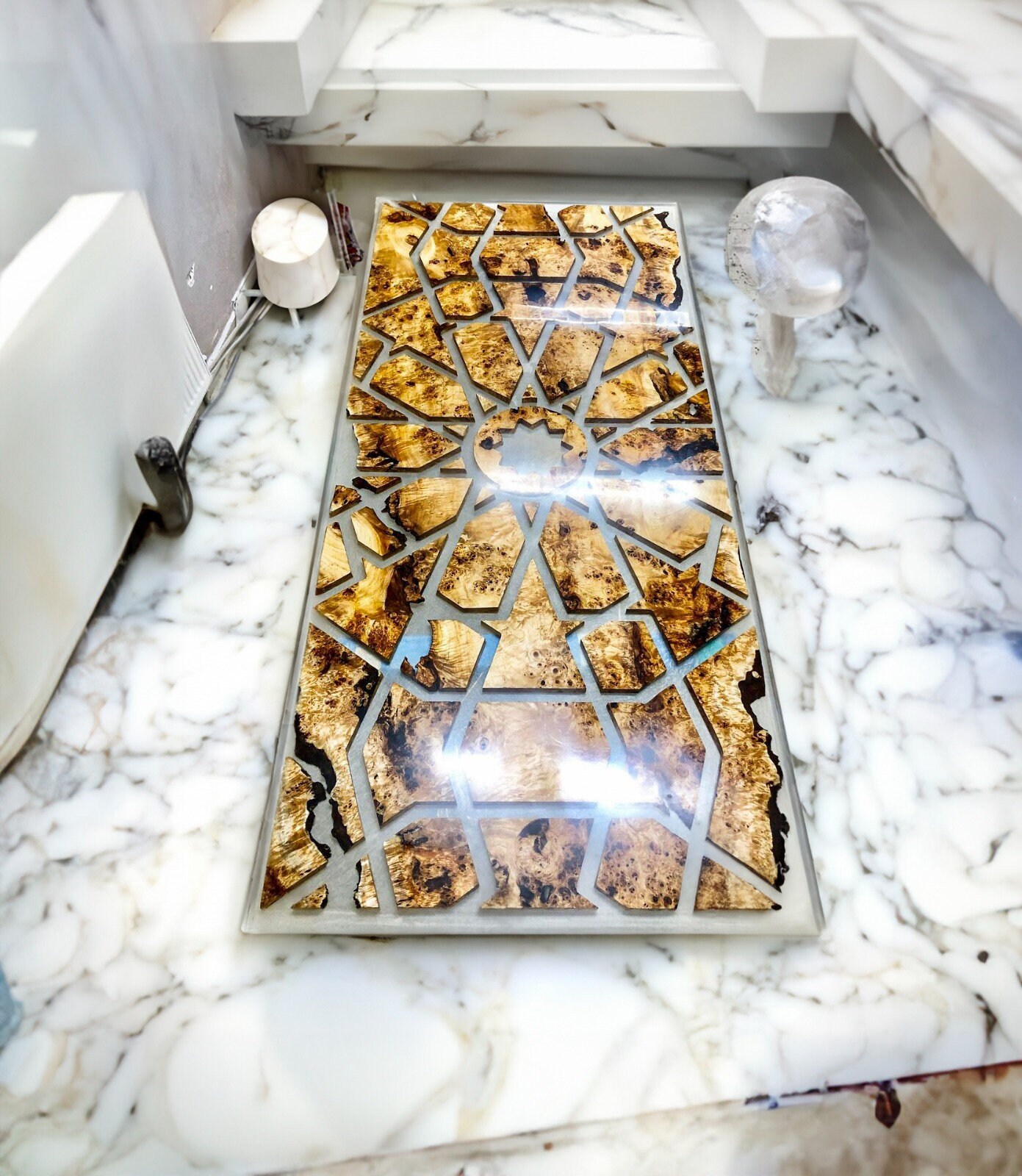 Epoxy Patterned Dining Table, Home Living Kitchen Resin Table, Sun ...