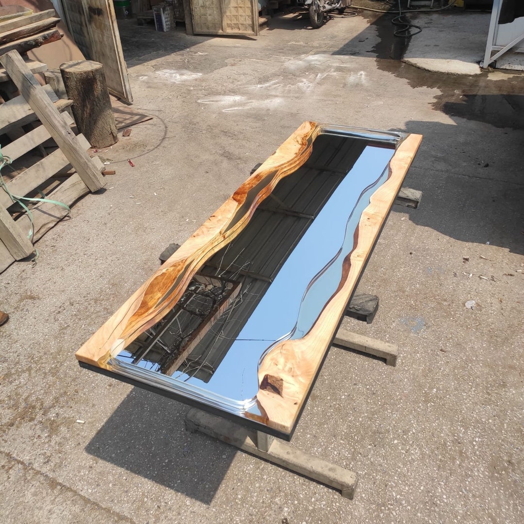 Epoxy Wood Wall Mirror, Rectangle Mirror With Live Edge, New Home Gift ...