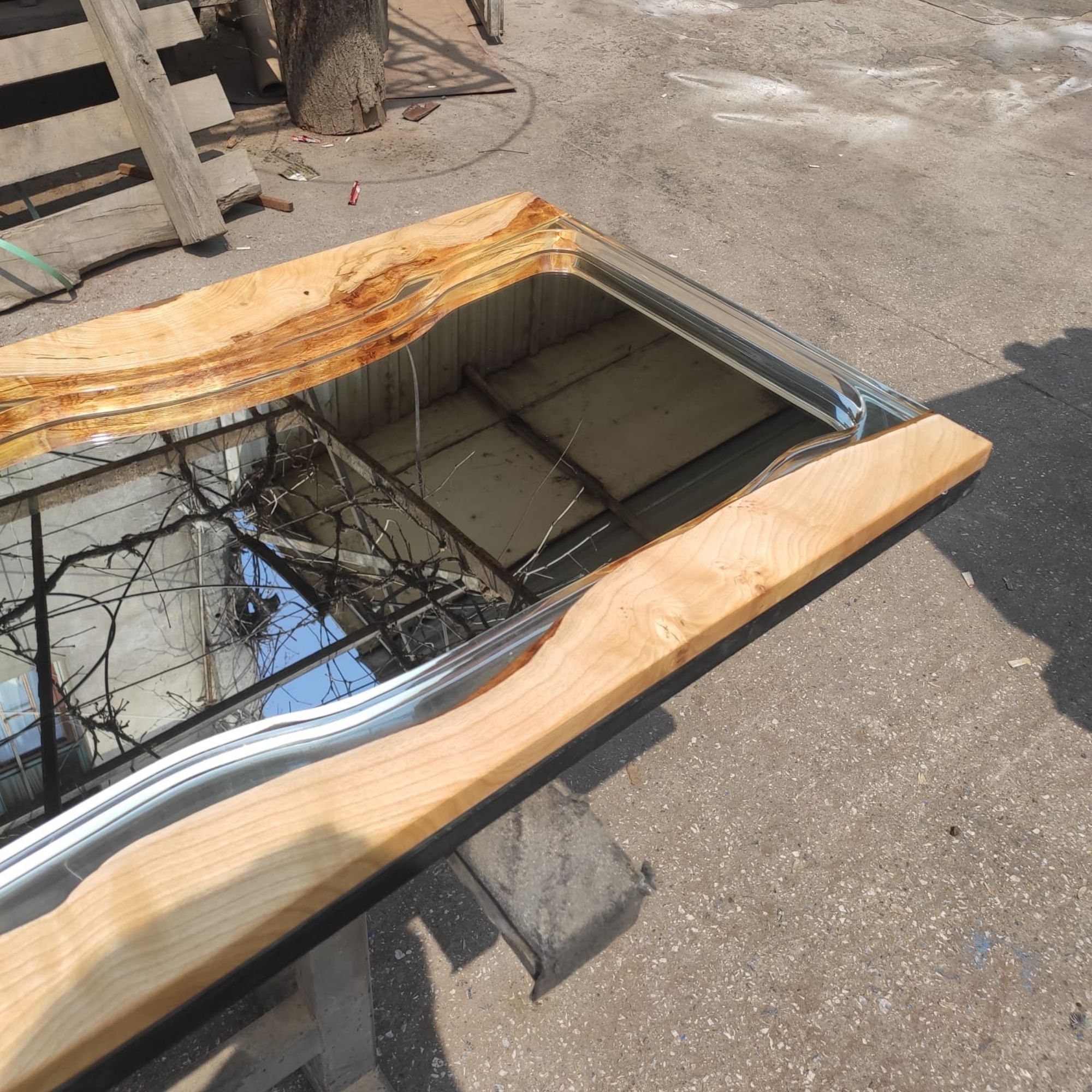 Epoxy Wood Wall Mirror Rectangle Mirror With Live Edge New - Etsy