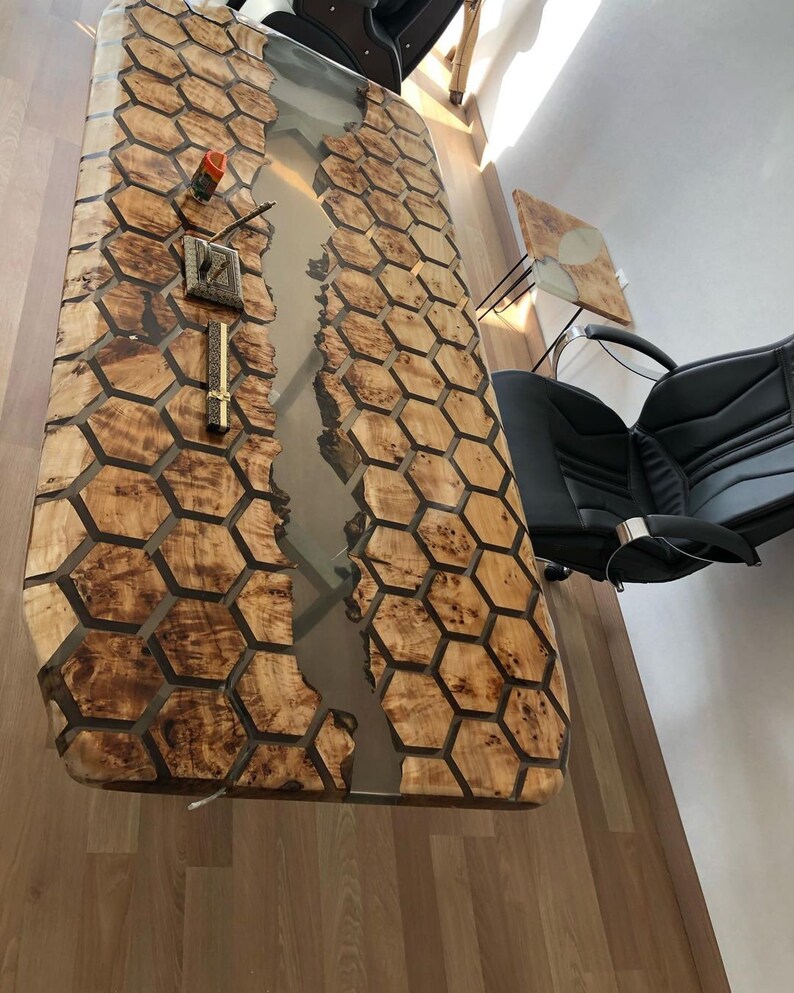 Epoxy Resin Table, Custom Office Desk, Honeycomb Hexagon Dining Room ...