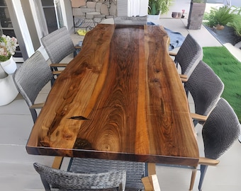 Handmade Live Edge Outdoor Wood Table, Dining Table, Outdoor Furniture ...