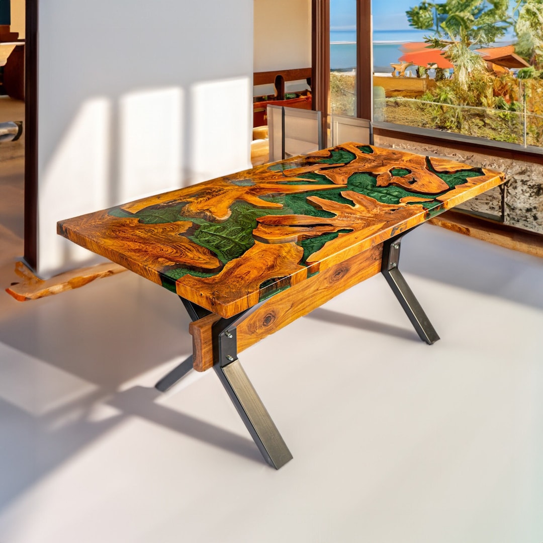 Resin Wood Dining Table, Handmade Kitchen and Dining Room Faurniture ...