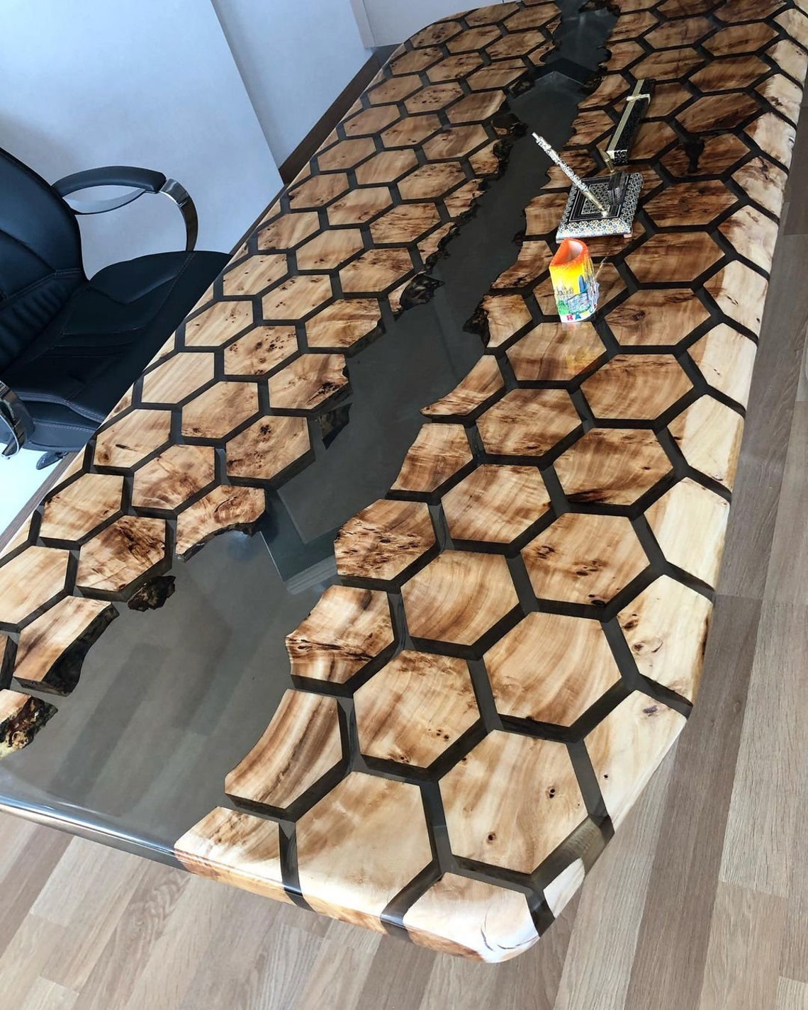 Epoxy Resin Table, Custom Office Desk, Honeycomb Hexagon Dining Room ...