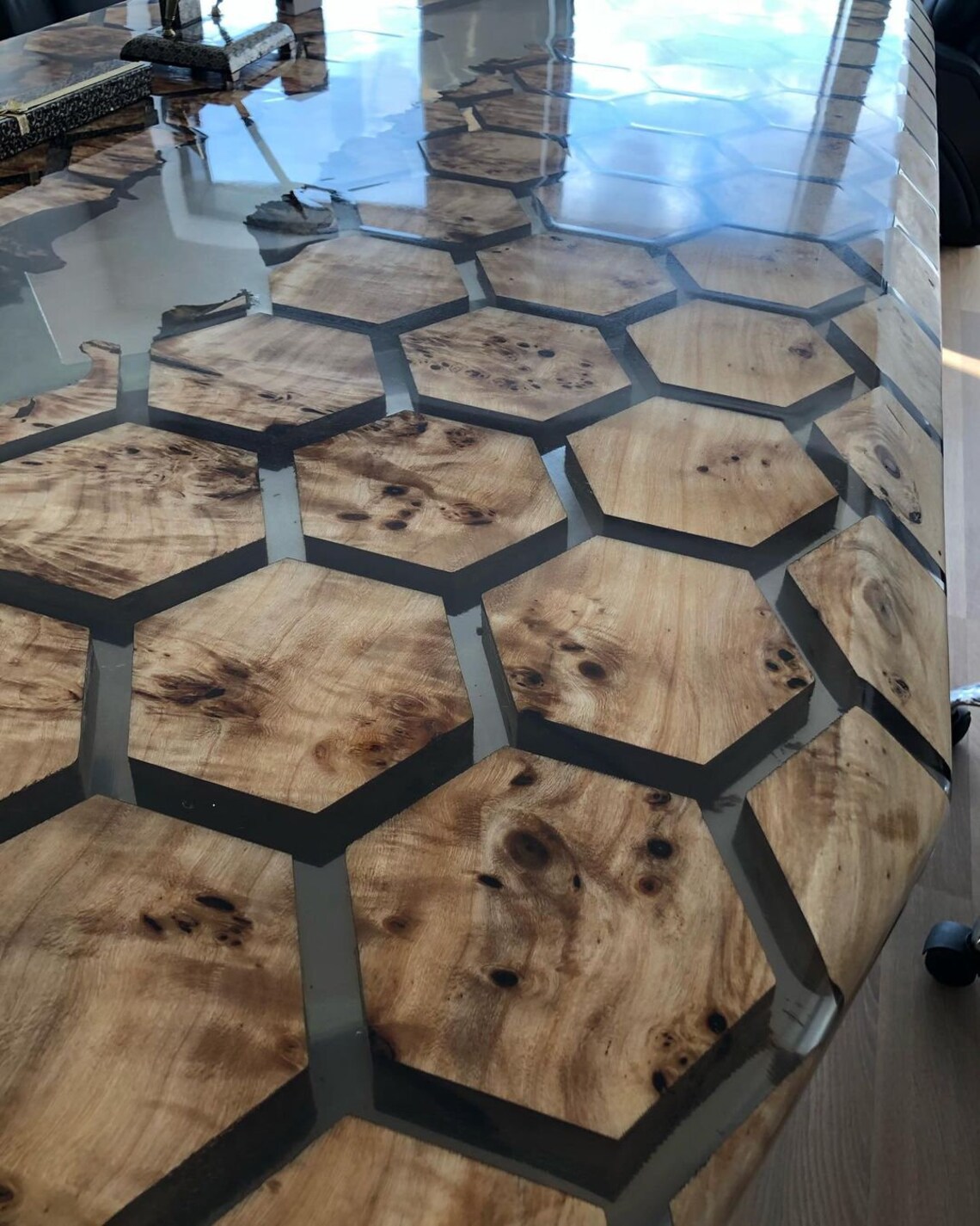 Epoxy Resin Table, Custom Office Desk, Honeycomb Hexagon Dining Room ...