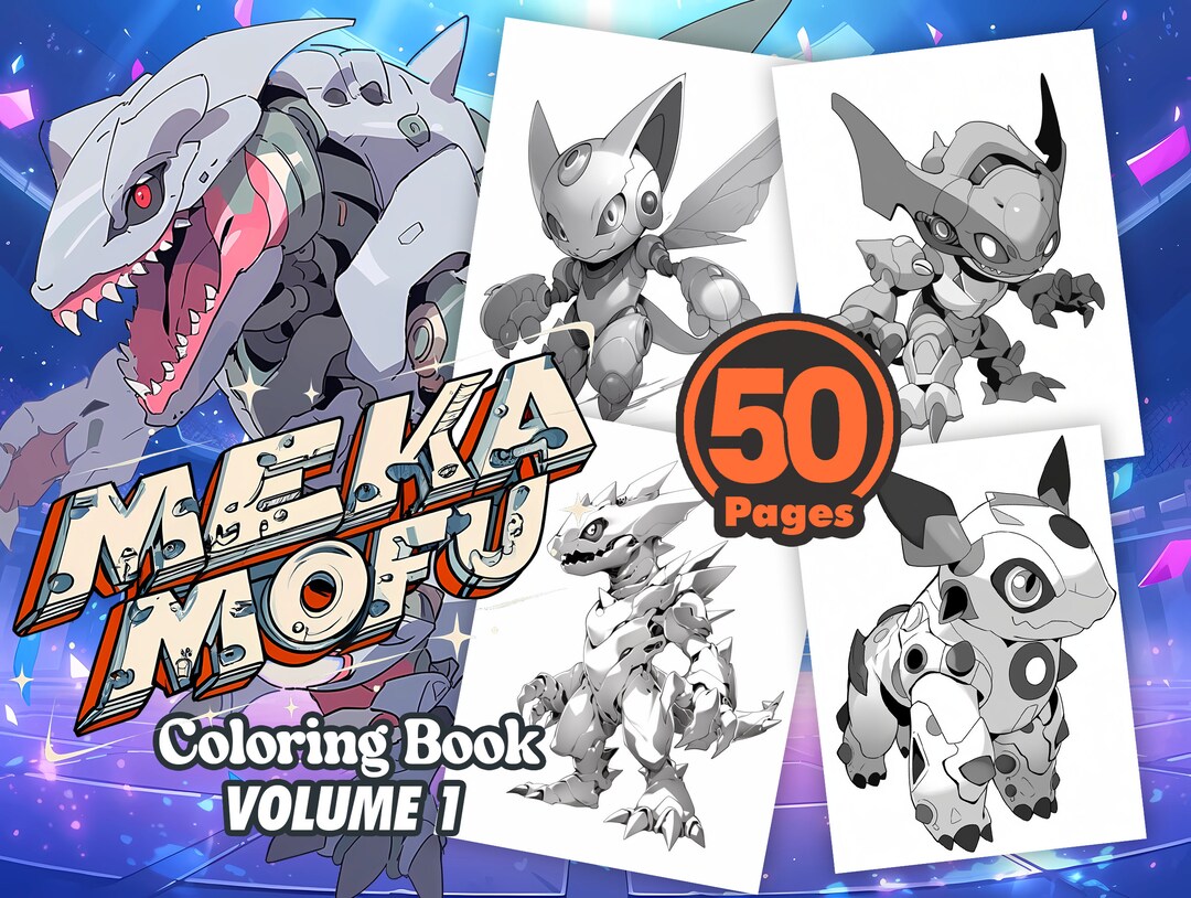 Meka Mofu Coloring Book Vol 1, 50 Printable Pages, Instant Download, 8 ...