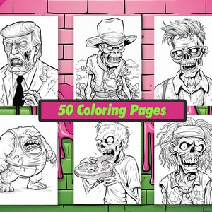 Zombie Coloring Book Vol 1, 50 Printable Pages, Instant Download, 8 ...