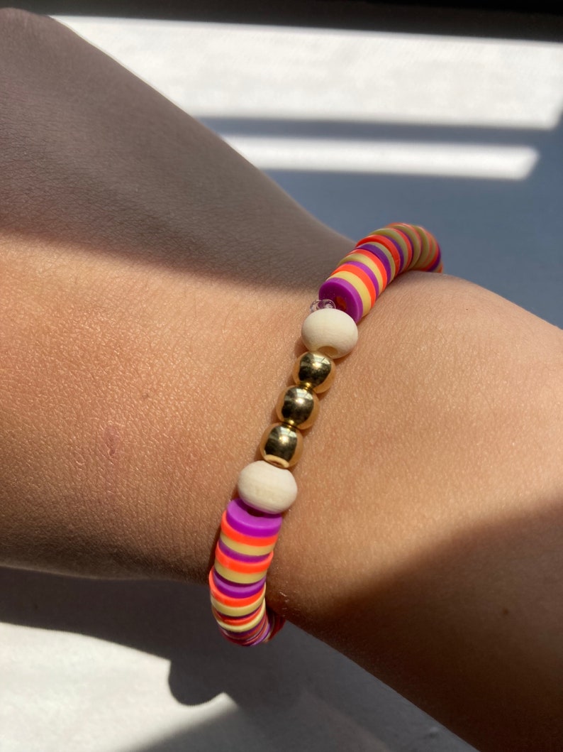 Sunset Themed Bracelet Sunset Clay Bead Bracelet Sunset Colors Clay ...