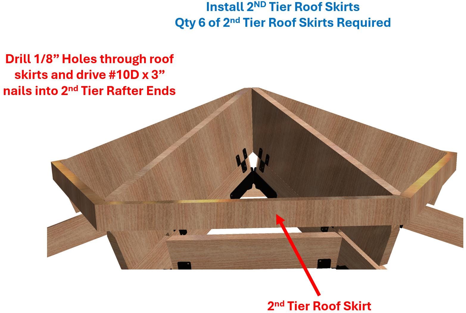 DIY Hexagon Gazebo 2nd Tier Roof Rafter Brackets Kit: Easy DIY Building ...