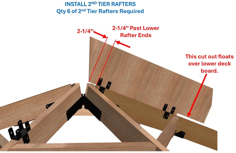 DIY Hexagon Gazebo 2nd Tier Roof Rafter Brackets Kit: Easy DIY Building ...