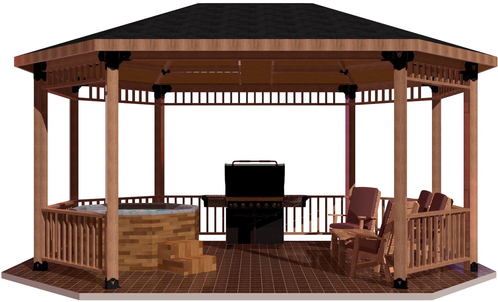 DIY Linear Octagon Pavilion Brackets Kit: 6x6 Ultra Luxury Outdoor ...