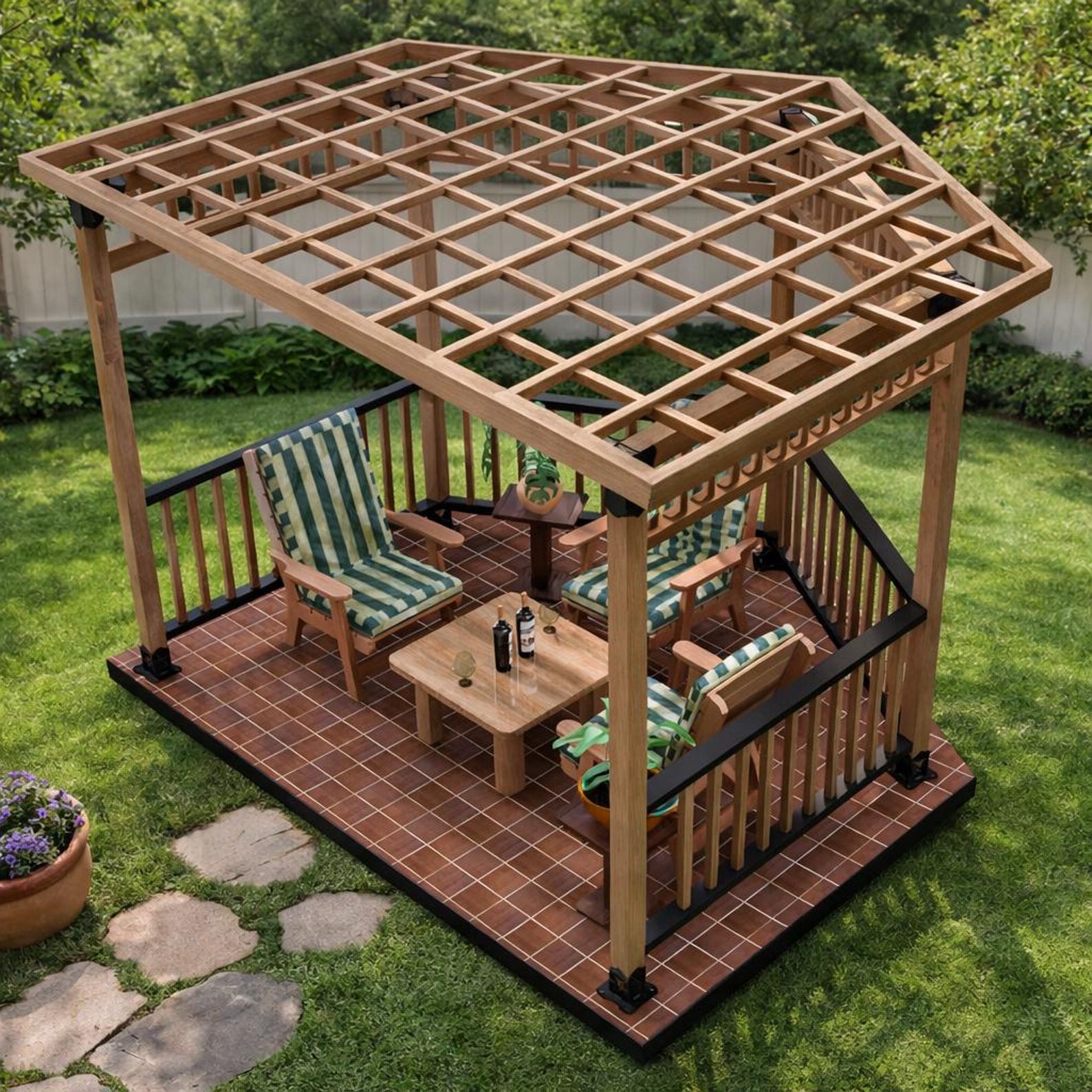 4x4 Partial Hexagon Pergola/gazebo DIY Brackets Kit - Easy Outdoor ...
