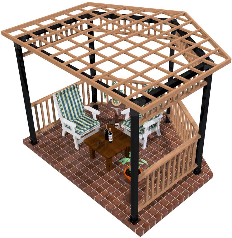 4x4 Partial Hexagon Pergola/gazebo DIY Brackets Kit - Easy Outdoor ...