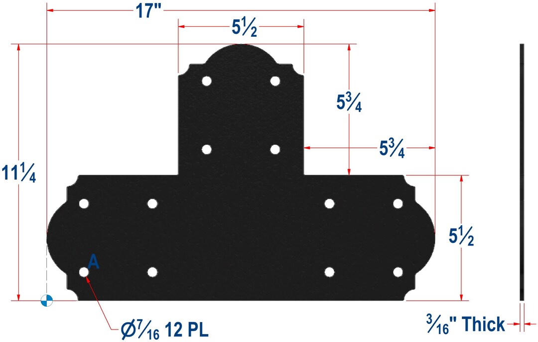 6X6 T-connection Timber Frame Bracket - 3/16" Thick Steel - Etsy