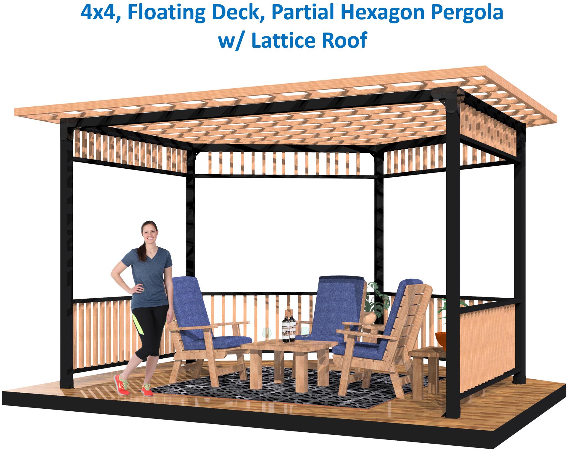 Floating Deck 4x4 Partial Hexagon Pergola/gazebo DIY Brackets Kit ...