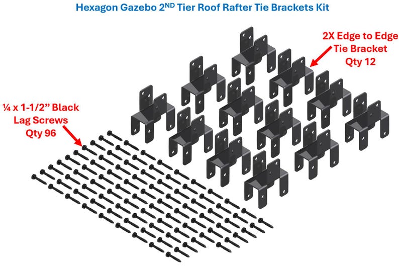 DIY Hexagon Gazebo 2nd Tier Roof Rafter Brackets Kit: Easy DIY Building ...