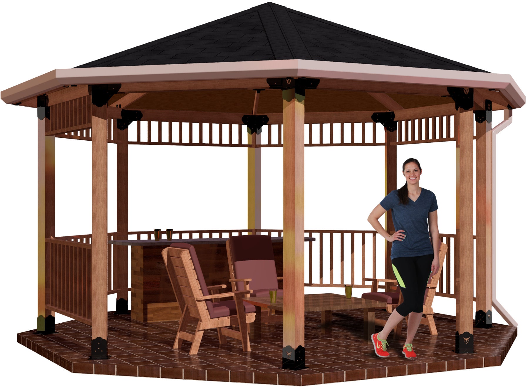 DIY 6x6 Surface Mounted Octagon Gazebo Kit Create Your Own Outdoor ...