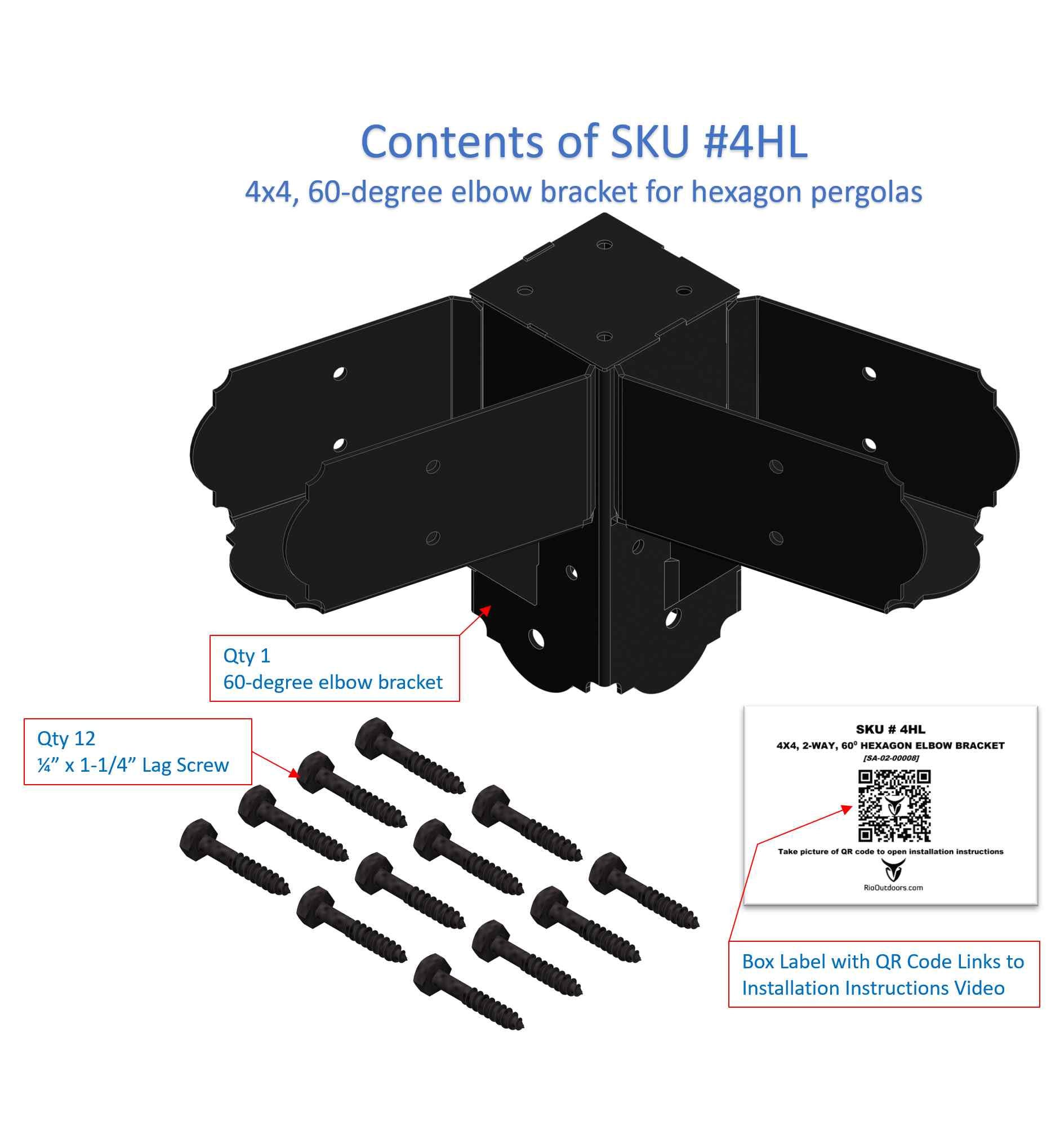 Diy 4X4 Iron 60-degree Bracket Hexagon Elbow Bracket Diy Pergola ...