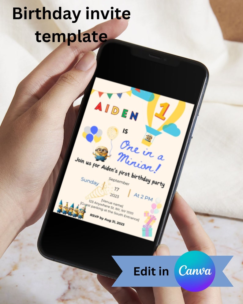 Editable Birthday Invite - One in a Minion - Etsy