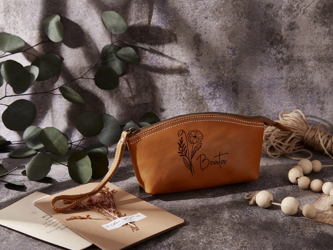 Birth Flower Makeup Bag Personalized Cosmetic Bag for Women - Etsy