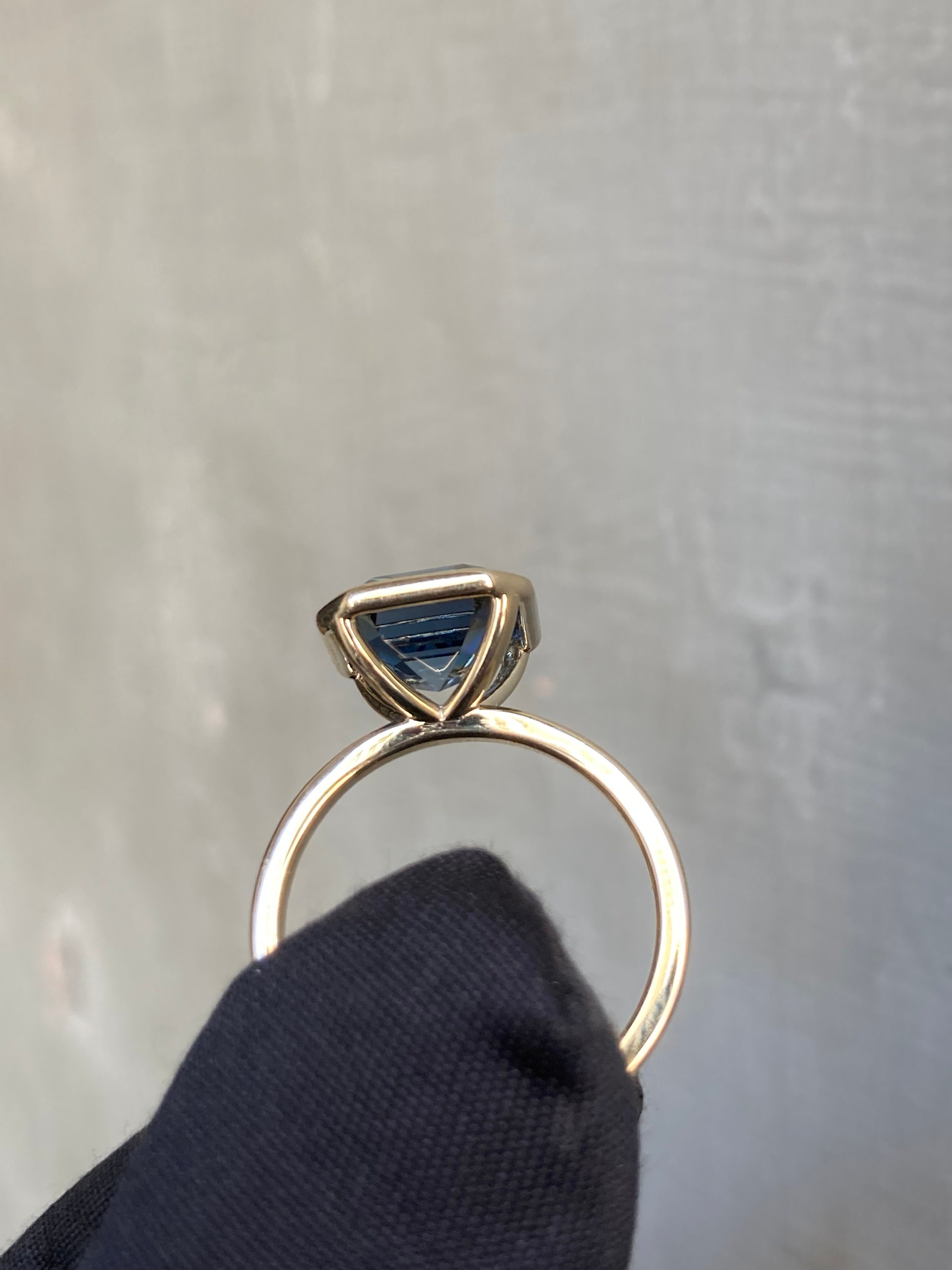 Asscher Cut Moissanite Engagement Ring Ocean Blue Stone Diamond Ring ...