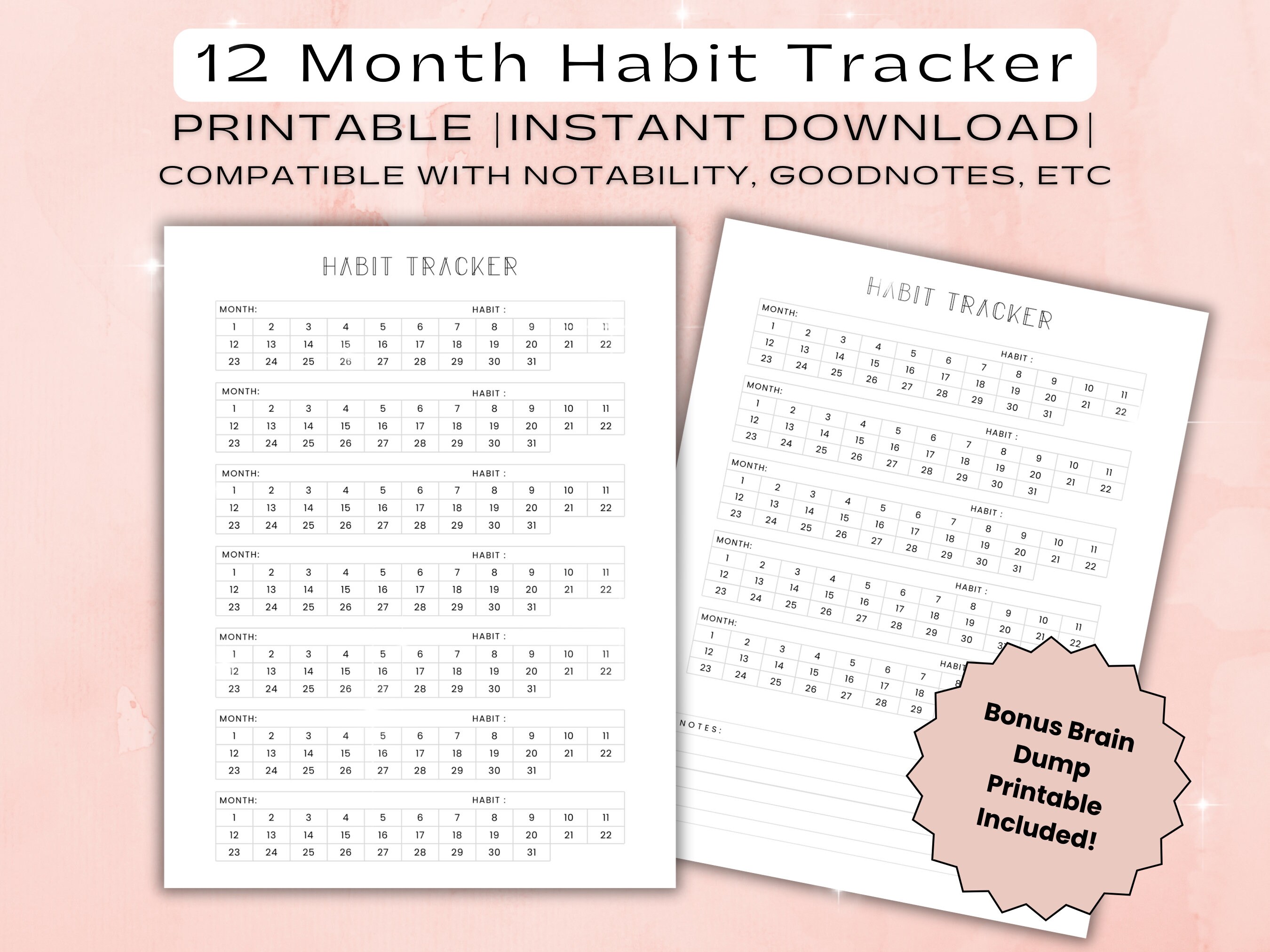 Printable Habit Tracker, Calendar Style Habit Tracker PDF, Digital ...