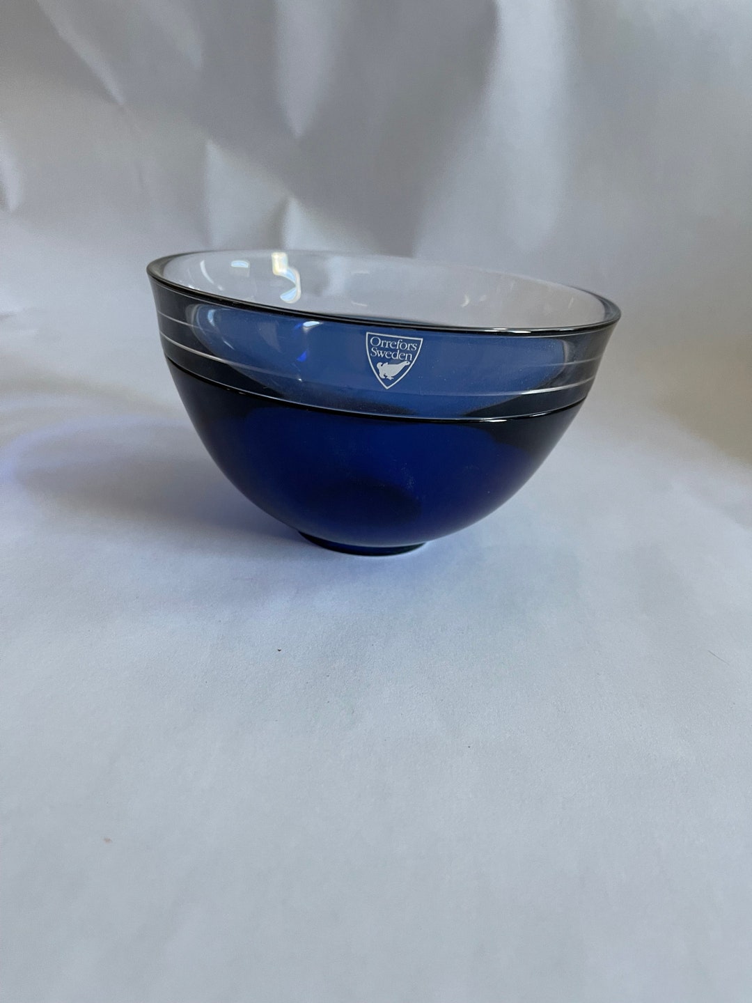 Orrefors Sweden Cobalt Blue Crystal Bowl - Etsy
