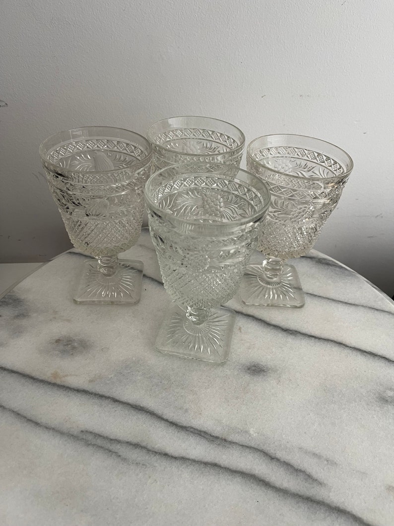 Imperial Glass Water/wine Goblets LEAF Pattern - Etsy