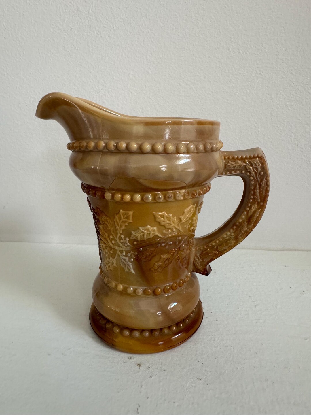 Chocolate Caramel Slag Glass Cream Pitcher - Etsy