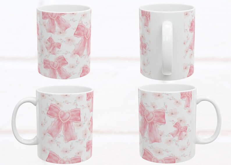 Coquette Aesthetic Mug Girly Mug Coquette Pink Bow Cute Mug Coquette ...