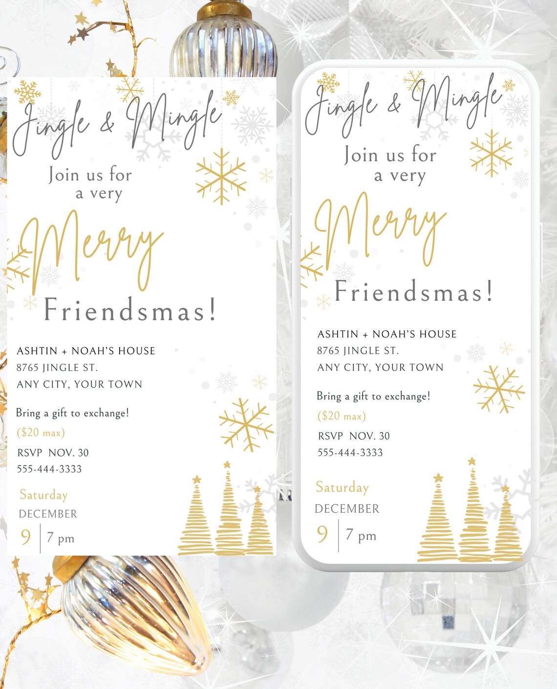 E Template Jingle and Mingle Invitation Friendsmas Party Fun Christmas ...