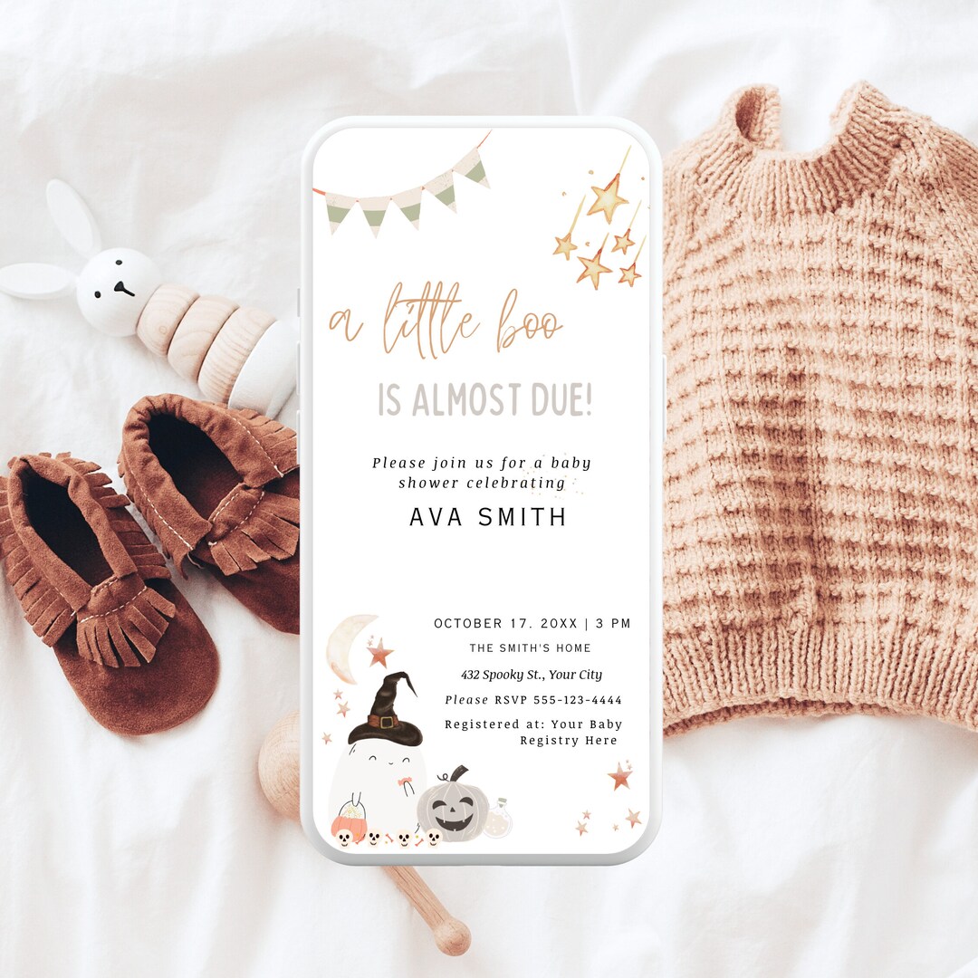 A Little Boo is Almost Due Evite Baby Shower E Invitation Template ...