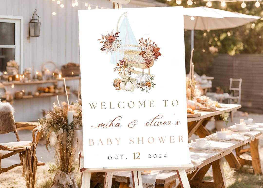 Fall Welcome Sign Baby Shower Fall Baby Shower Signage Editable ...