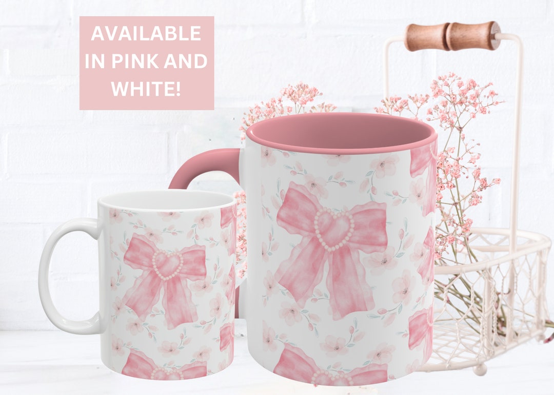 Coquette Aesthetic Mug Girly Mug Coquette Pink Bow Cute Mug Coquette ...