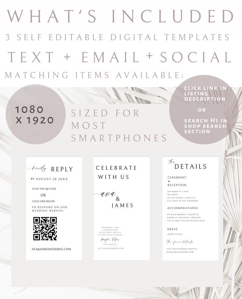 E Template Online Wedding Invitation Bundle Evite Invitation RSVP QR ...