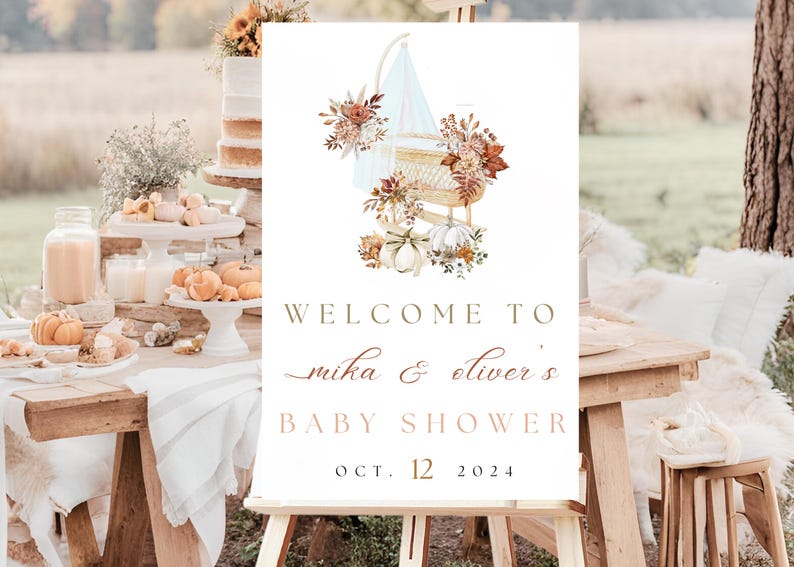 Fall Welcome Sign Baby Shower Fall Baby Shower Signage Editable ...