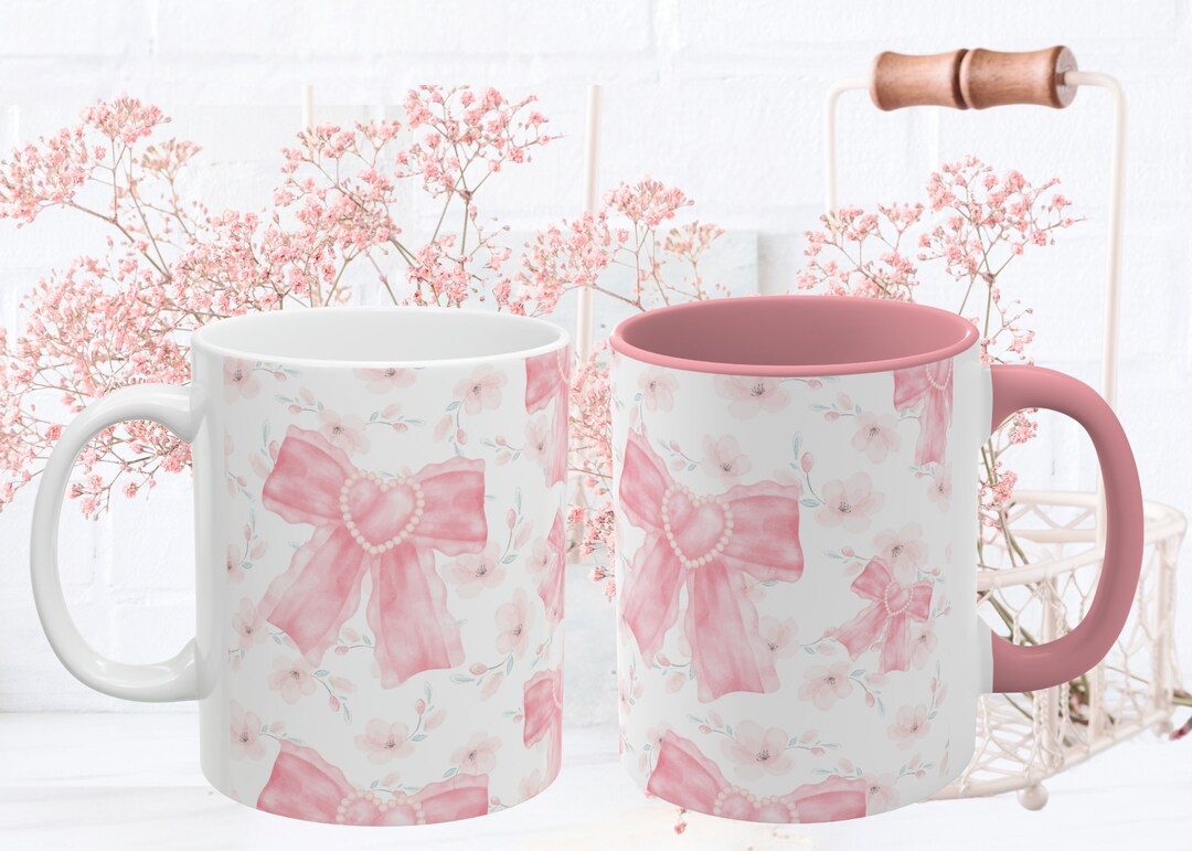 Coquette Aesthetic Mug Girly Mug Coquette Pink Bow Cute Mug Coquette ...