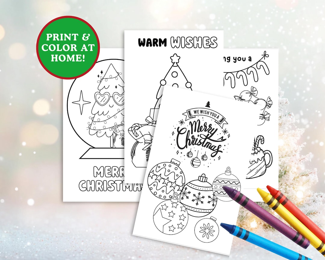 Coloring Christmas Cards, 7 Homemade Cards, Color Your Own, Printable ...