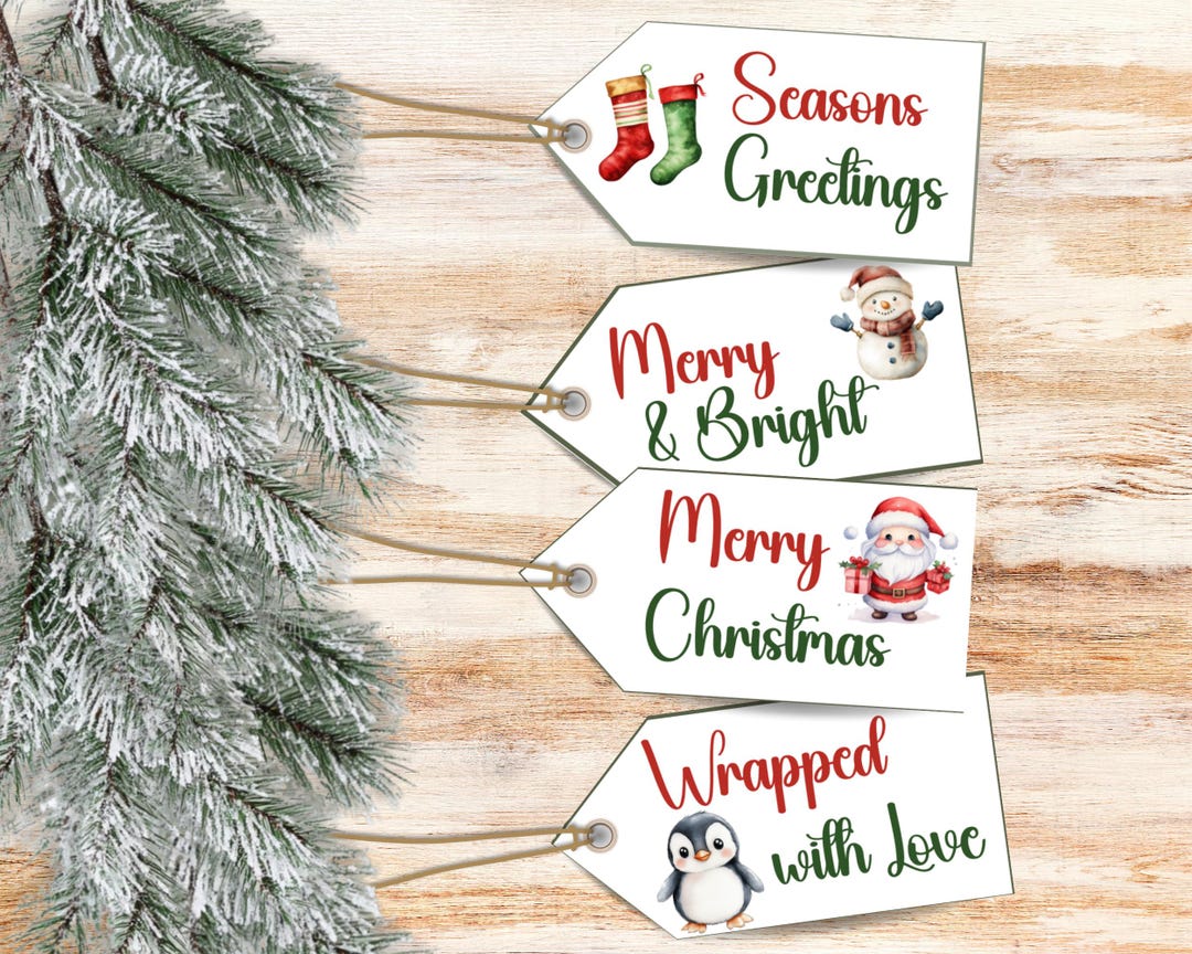 Merry Christmas Gift Tags, Printable Christmas Gift Tags, 10 Unique ...