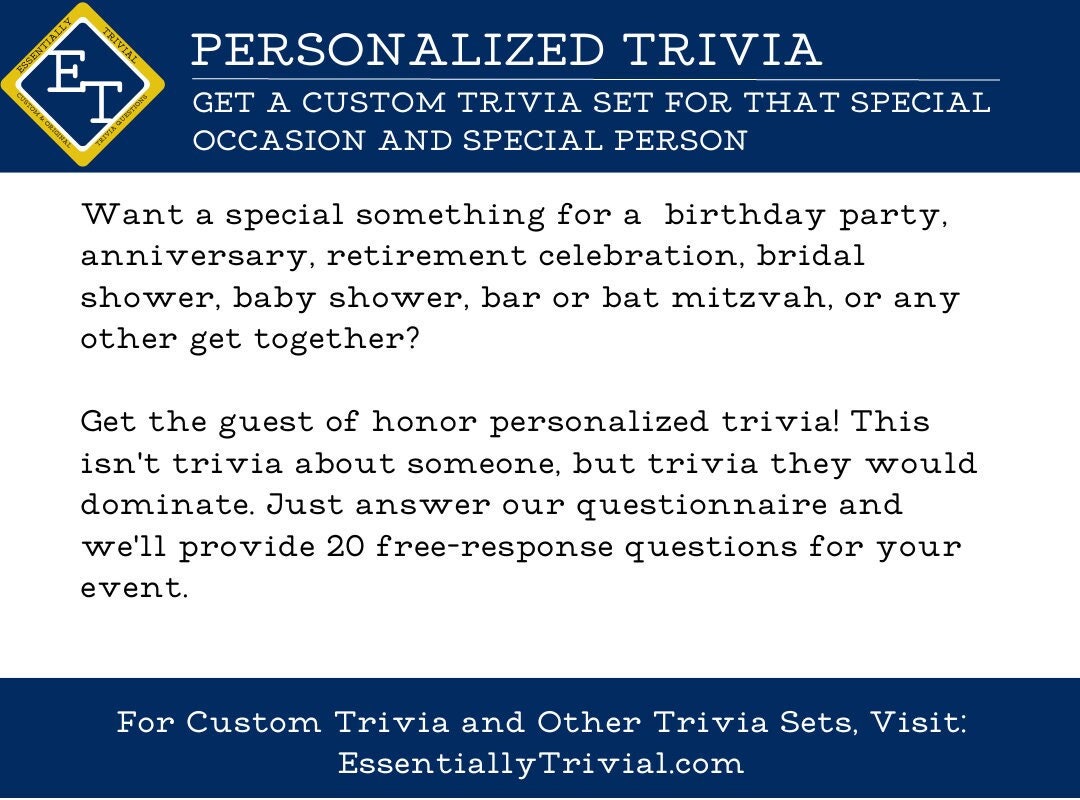 Personalized Trivia: Custom Trivia Set for Birthdays, Anniversaries ...